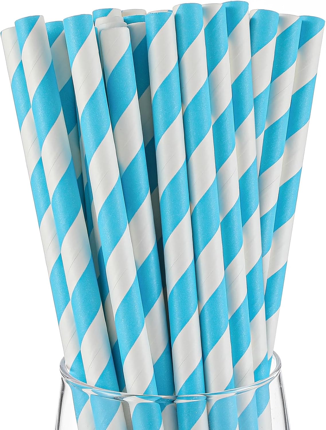 Amazon.com: Reallnaive 100 Pcs Blue Paper Straws Large Striped Smoothie ...