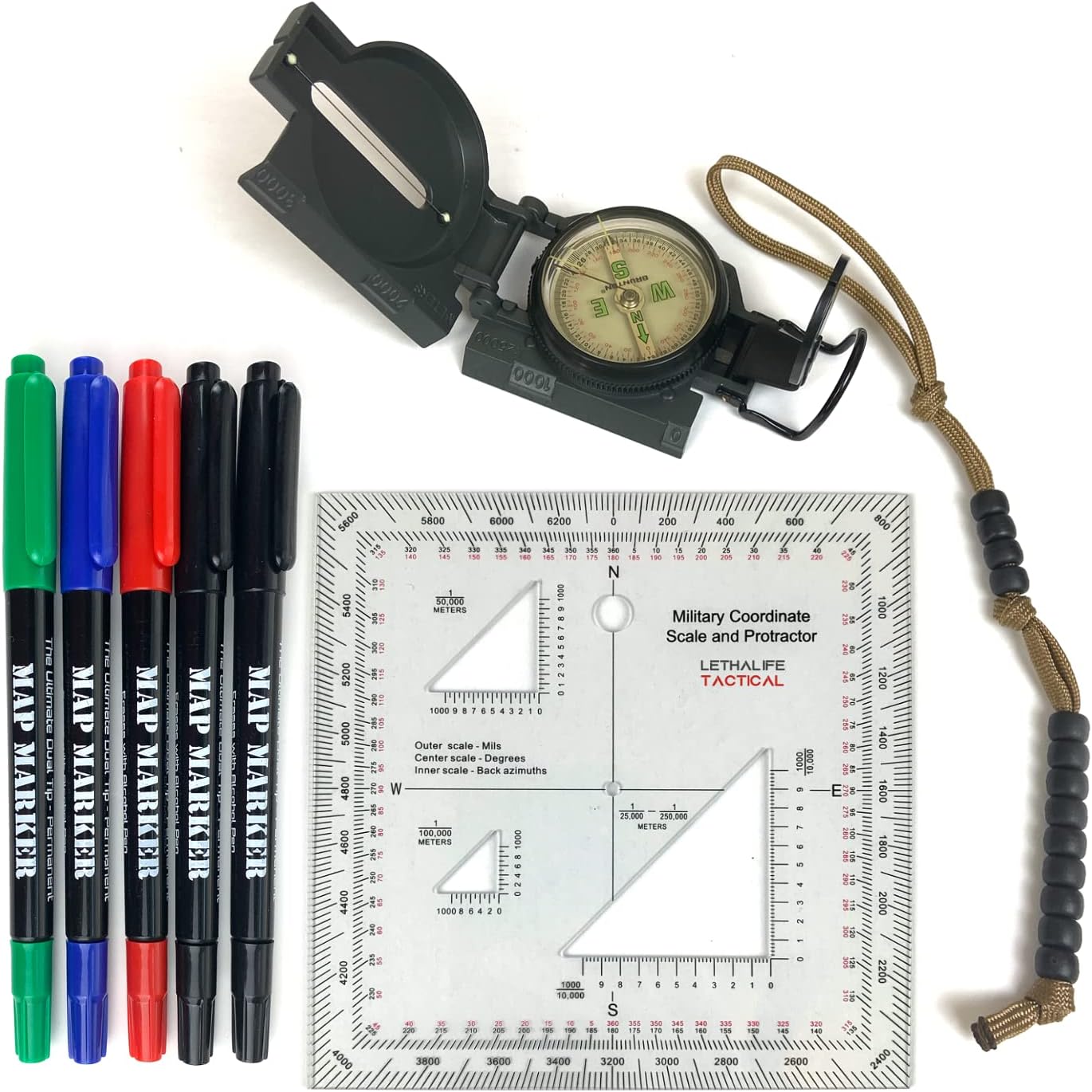 Amazon.com: Land Nav Kit with Lensatic Compass, Protractor, Pace ...