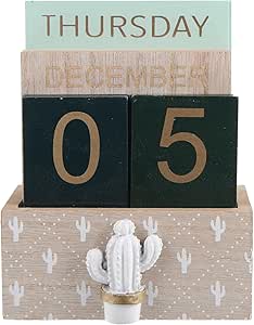 Amazon.com : Wood Block Perpetual Calendar Wood Block Perpetual ...