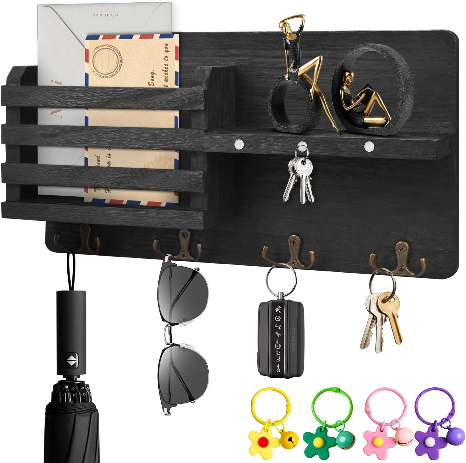 SAMISO Schlüsselbrett mit Magnet Hängend,Schlüsselhalter mit 4 Doppel ...