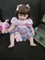 Amazon.com: iCradle Cute 24 inch 60 CM Reborn Baby Doll Long Hair Girl ...