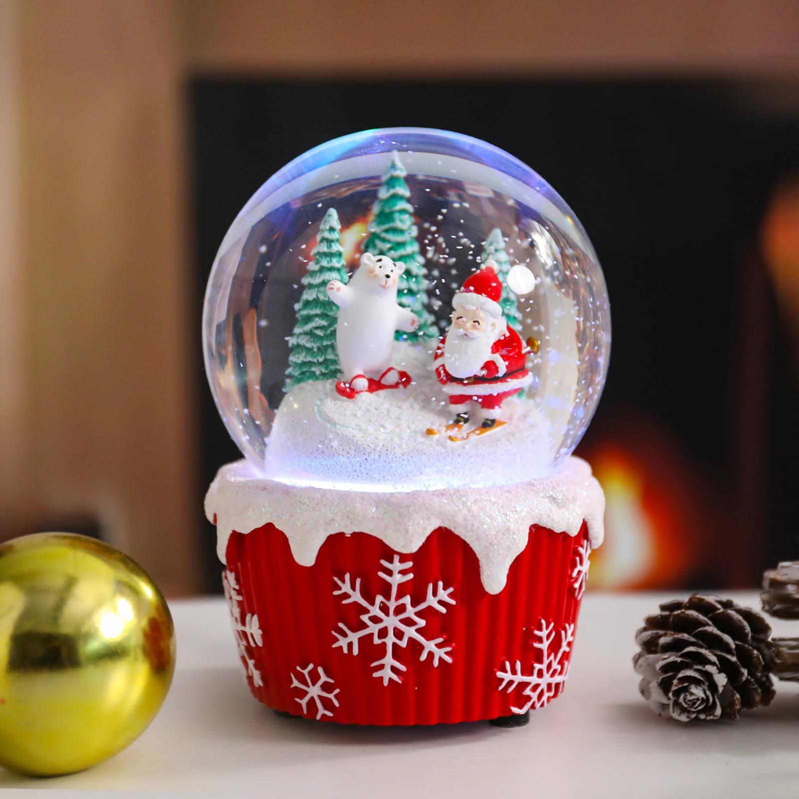 Amazon.com: MUMTOP Christmas Snow Globes, Santa Polar Bear Snow Globes ...