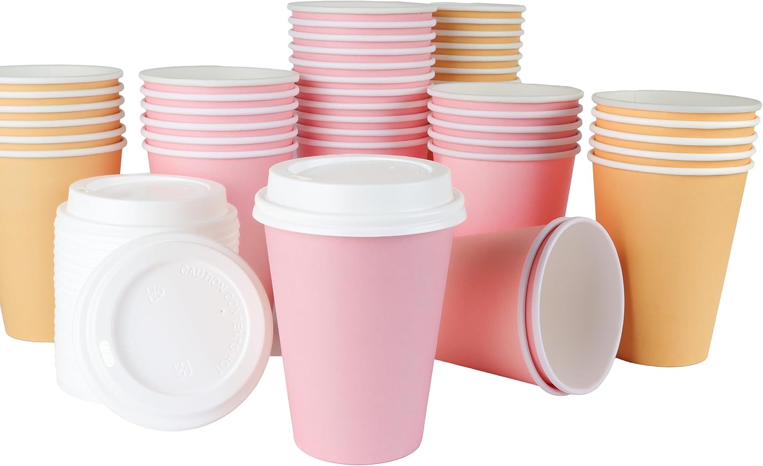 Amazon.com: BrewHouse Disposable Coffee Cups with Lids 12 oz ...