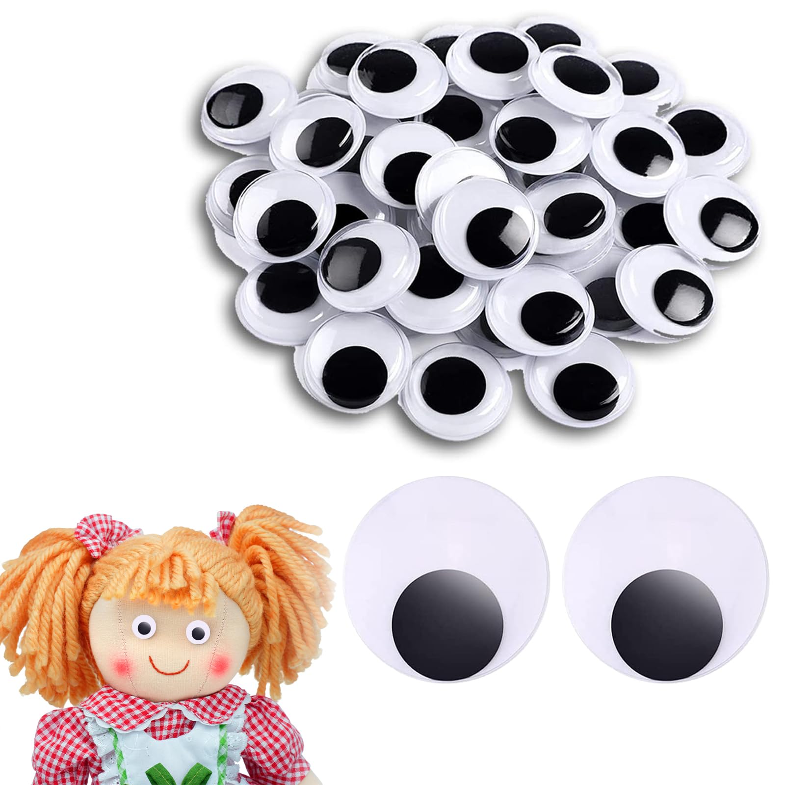 100 Pieces Wiggle Googly Eyes with Self-Adhesive Assorted Size 12mm ...