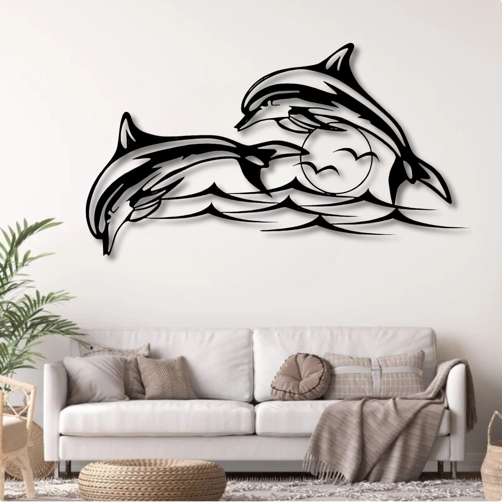 Amazon.com: Dolphin Sunset Metal Wall Art, Metallic Dolphin Wall Decor ...