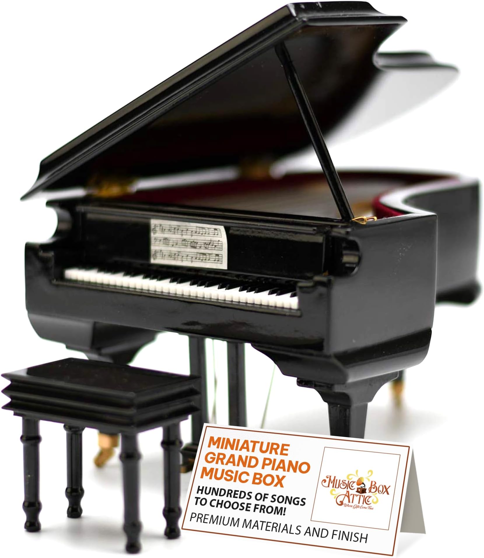 Amazon.com: Mylifestyle Piano Music Box with Bench and Black Case ...