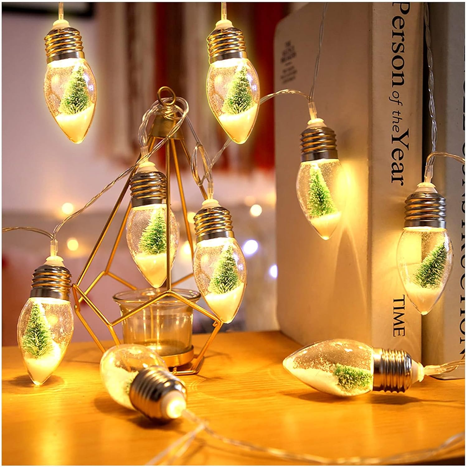 Amazon.com: Christmas Lights Indoor, 10 LED Clear Bulbs Christmas Tree ...