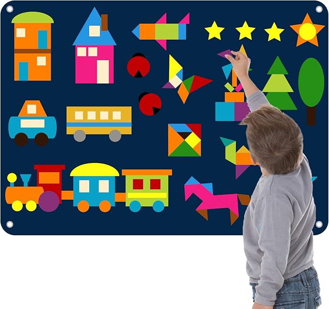 Amazon.com: Craftstory 144 Pcs Shapes Felt-Board for Toddlers ...
