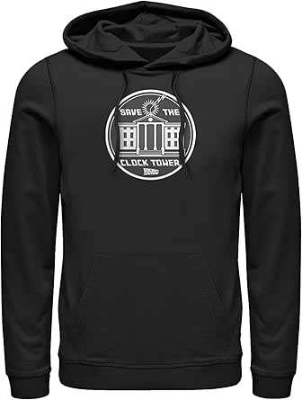 Amazon.com: Back To The Future Clock Tower Button Mens Pullover Hoodie ...