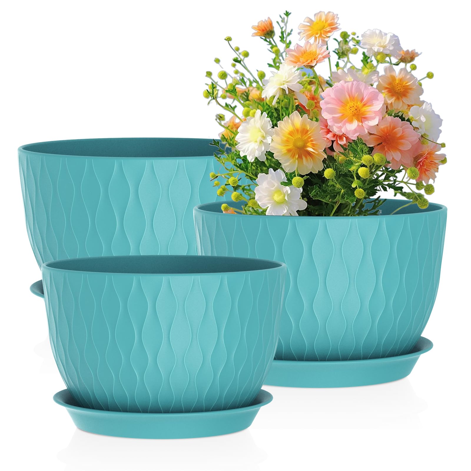 Snapklik.com : Meowell Large Plant Pots 12/10/9 Inch, 3 Pack Big Flower ...