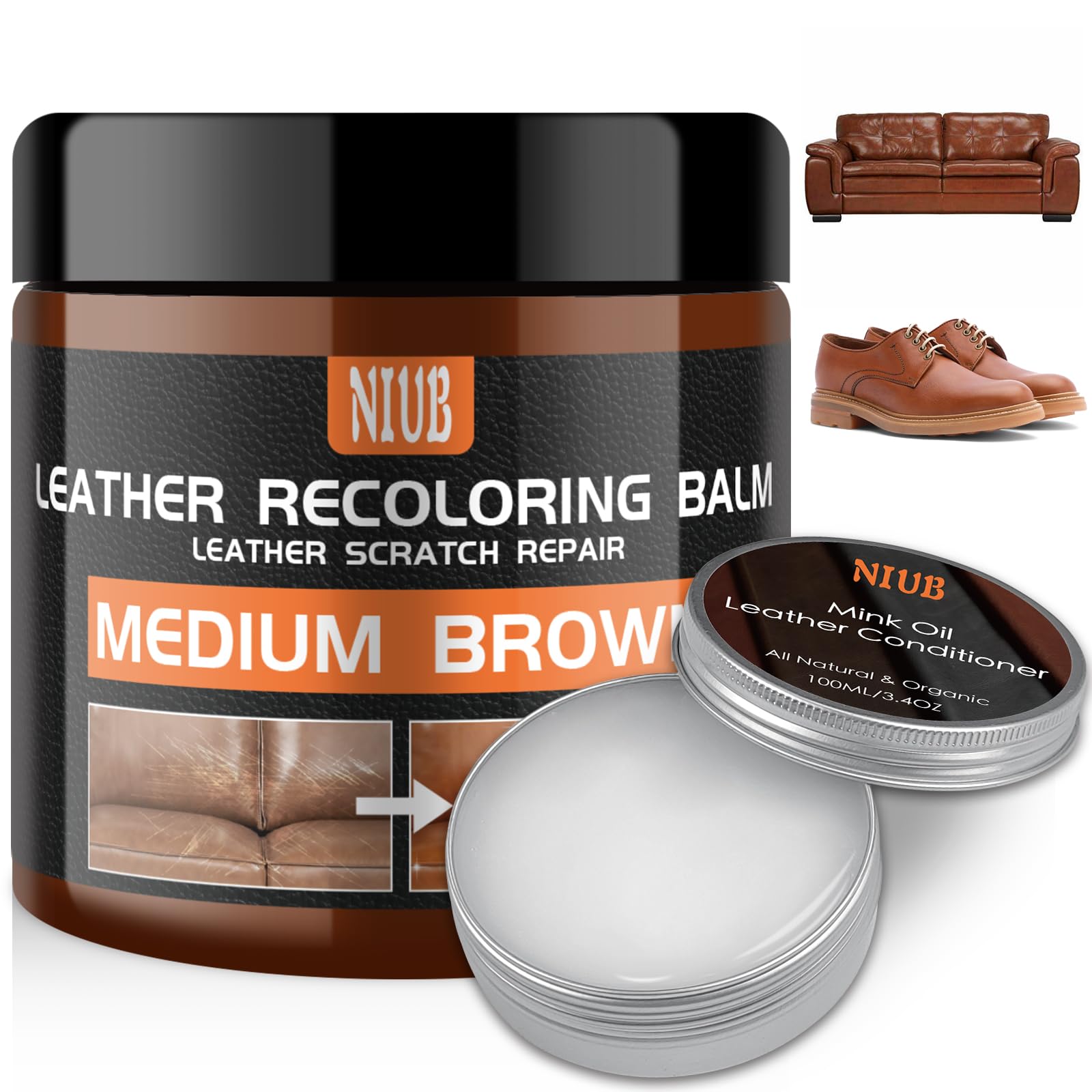 Amazon.com: NIUB Leather Recoloring Balm Leather Color Restorer Scratch ...