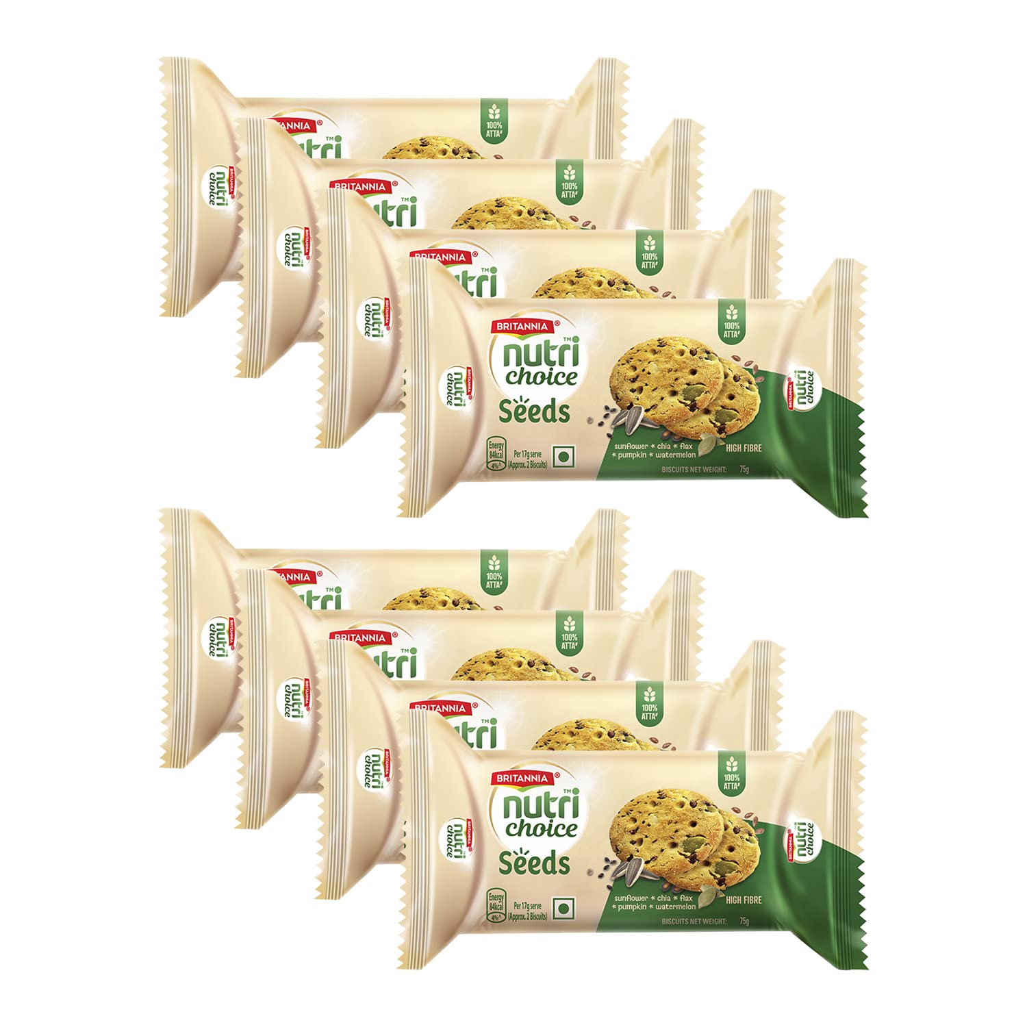 Britannia NutriChoice Seeds Biscuits - 0% Maida, 15% Seeds, High Fibre ...