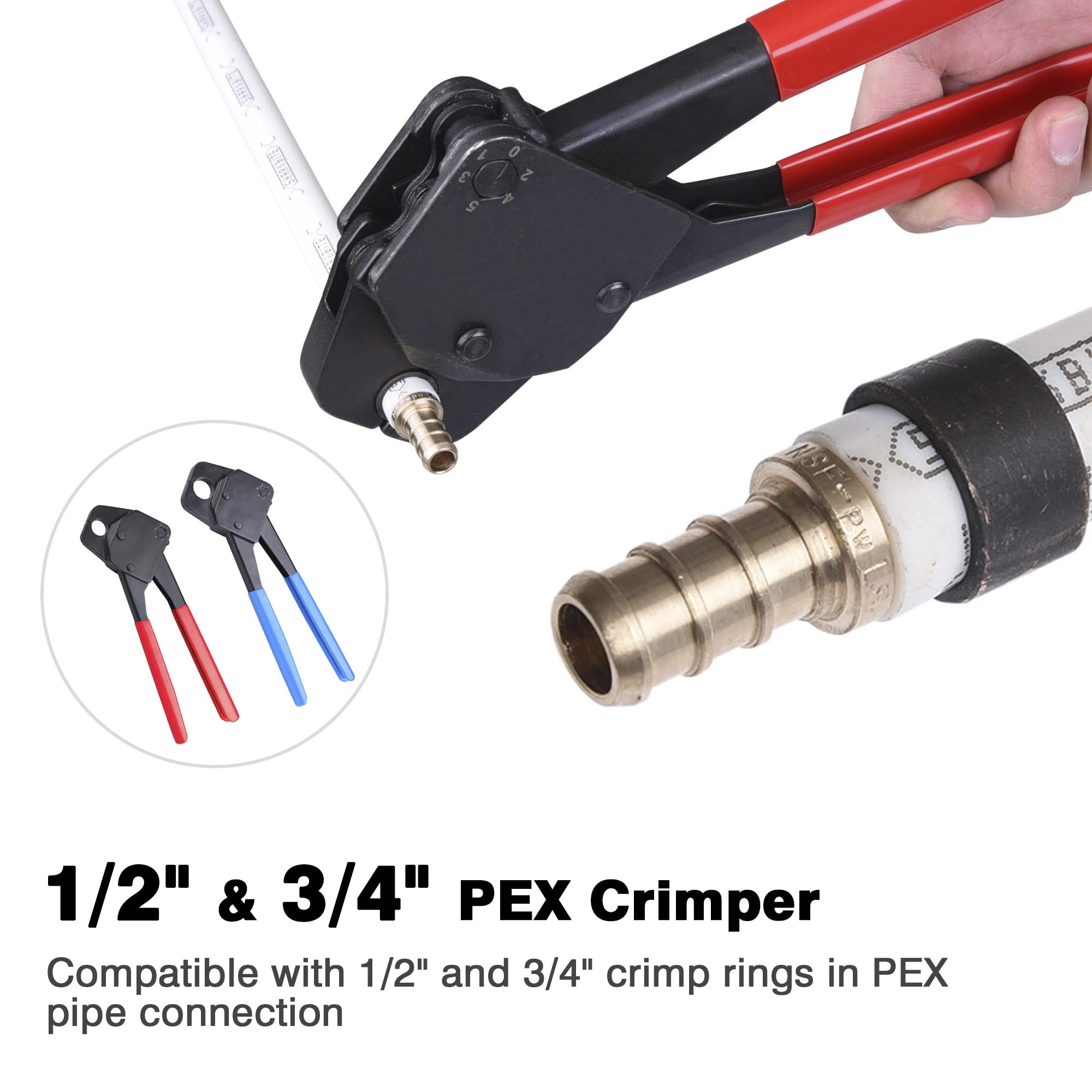 Snapklik.com : Yescom 1/2 3/4 PEX Crimper Copper Ring Crimping Tool Kit