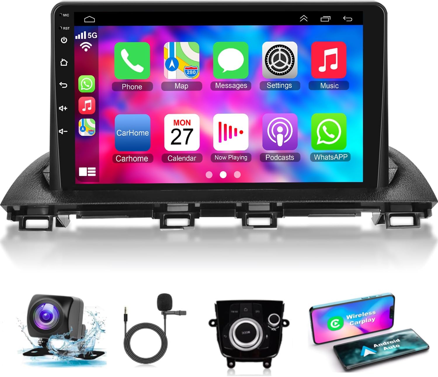 Amazon.com: Roinvou 8 Cores 4+64G Android Car Radio for Mazda 3 2014 ...