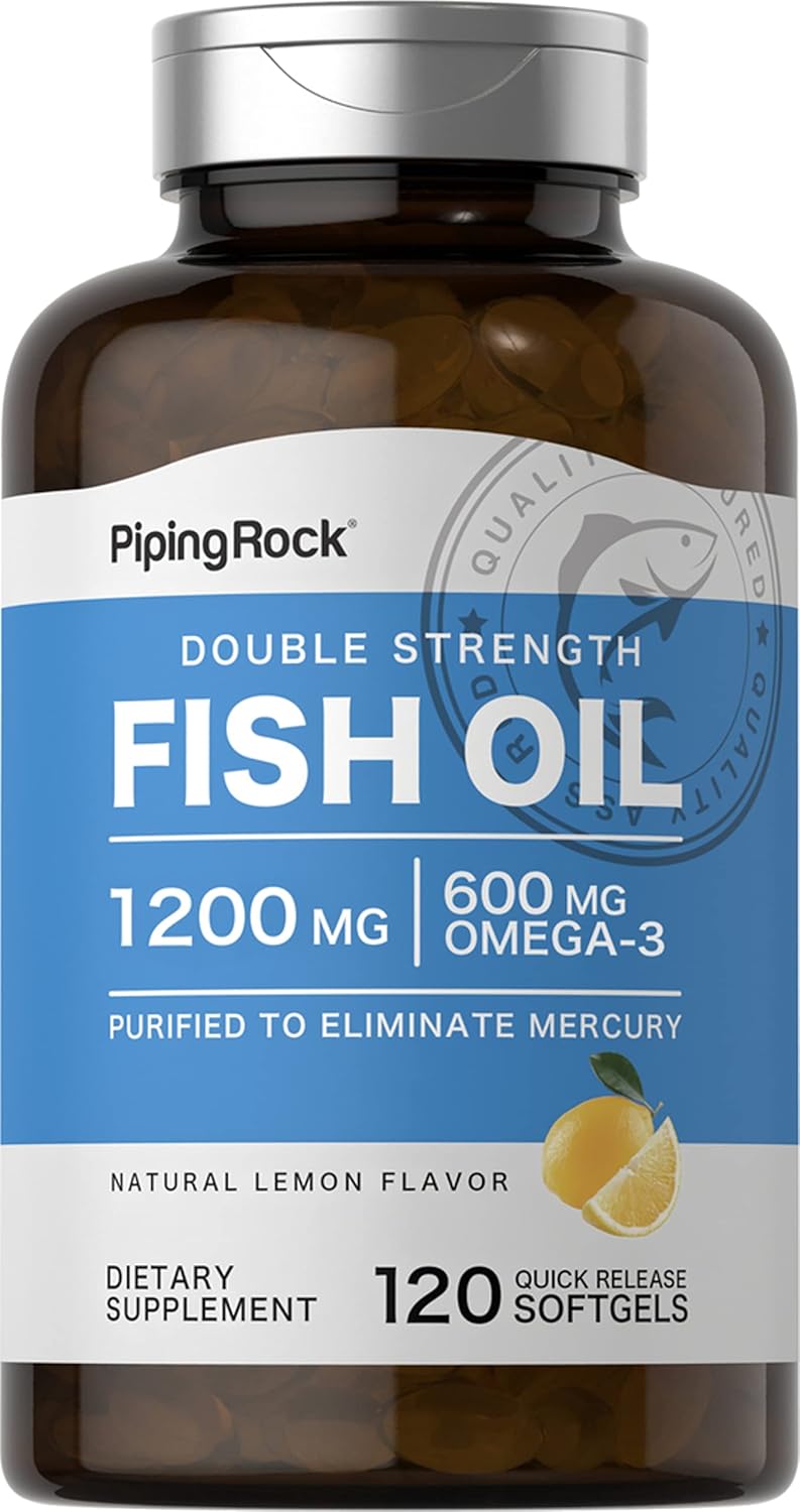 Piping Rock Aceite de pescado omega-3 de doble fuerza con sabor a limón ...