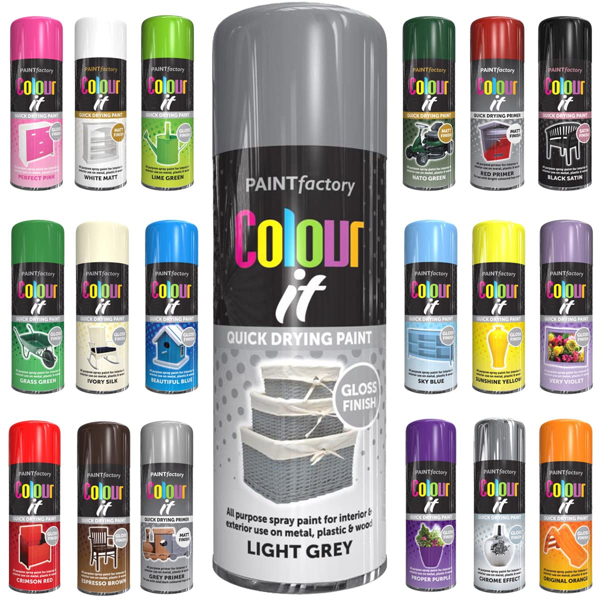 Classic Signature - 1 x All Purpose Light Grey Aerosol Spray Paint ...
