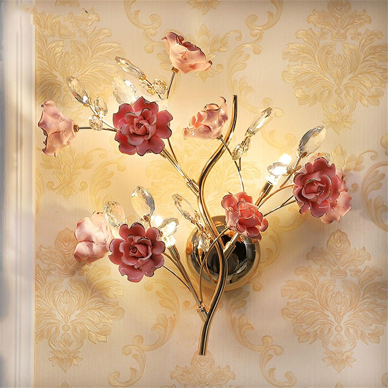 Makeup Ceramics Rose Wall Lamp, European Modern Living Room Staircase ...