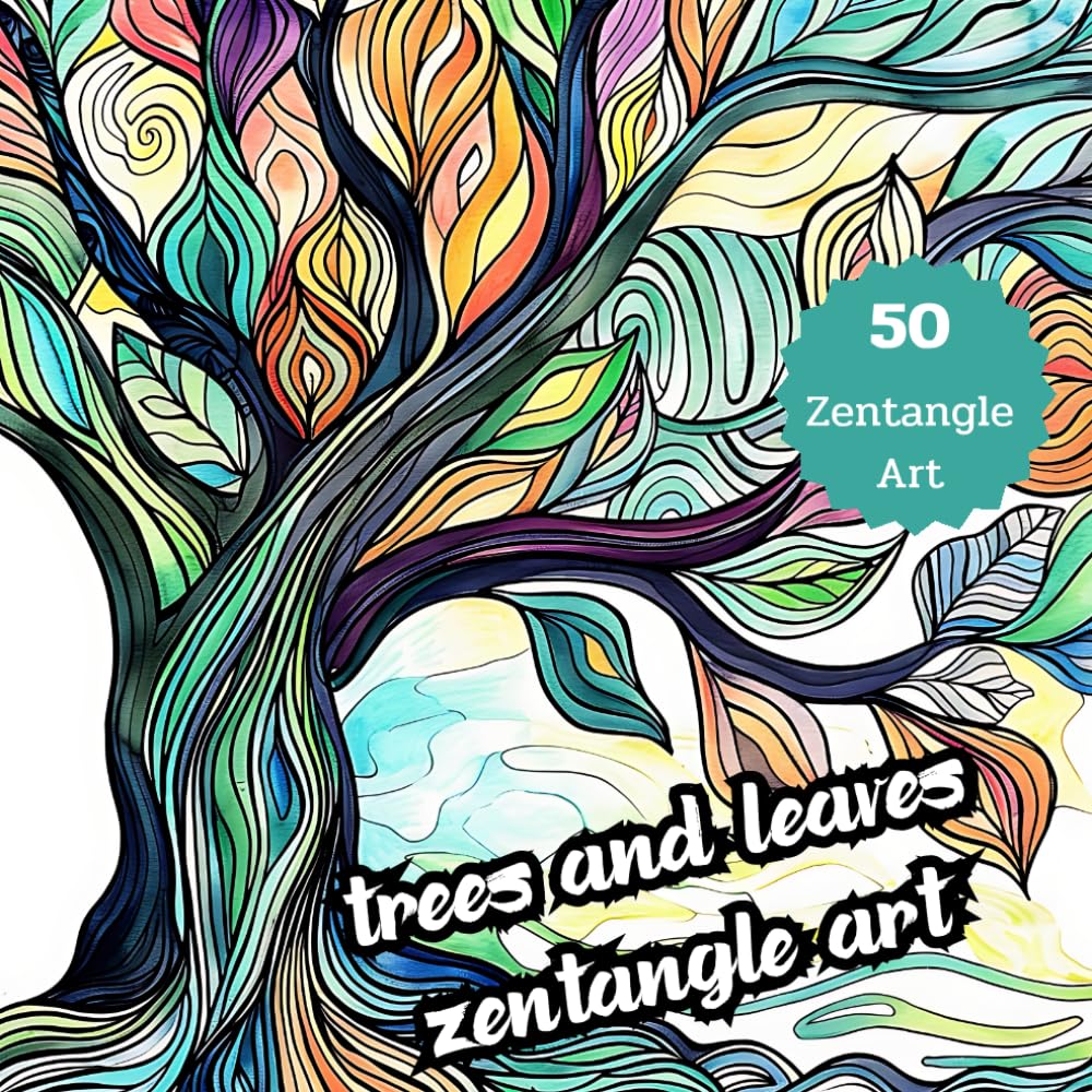 Trees And Leaves Zentangle Art Designed With All Ages In | Desertcart ...