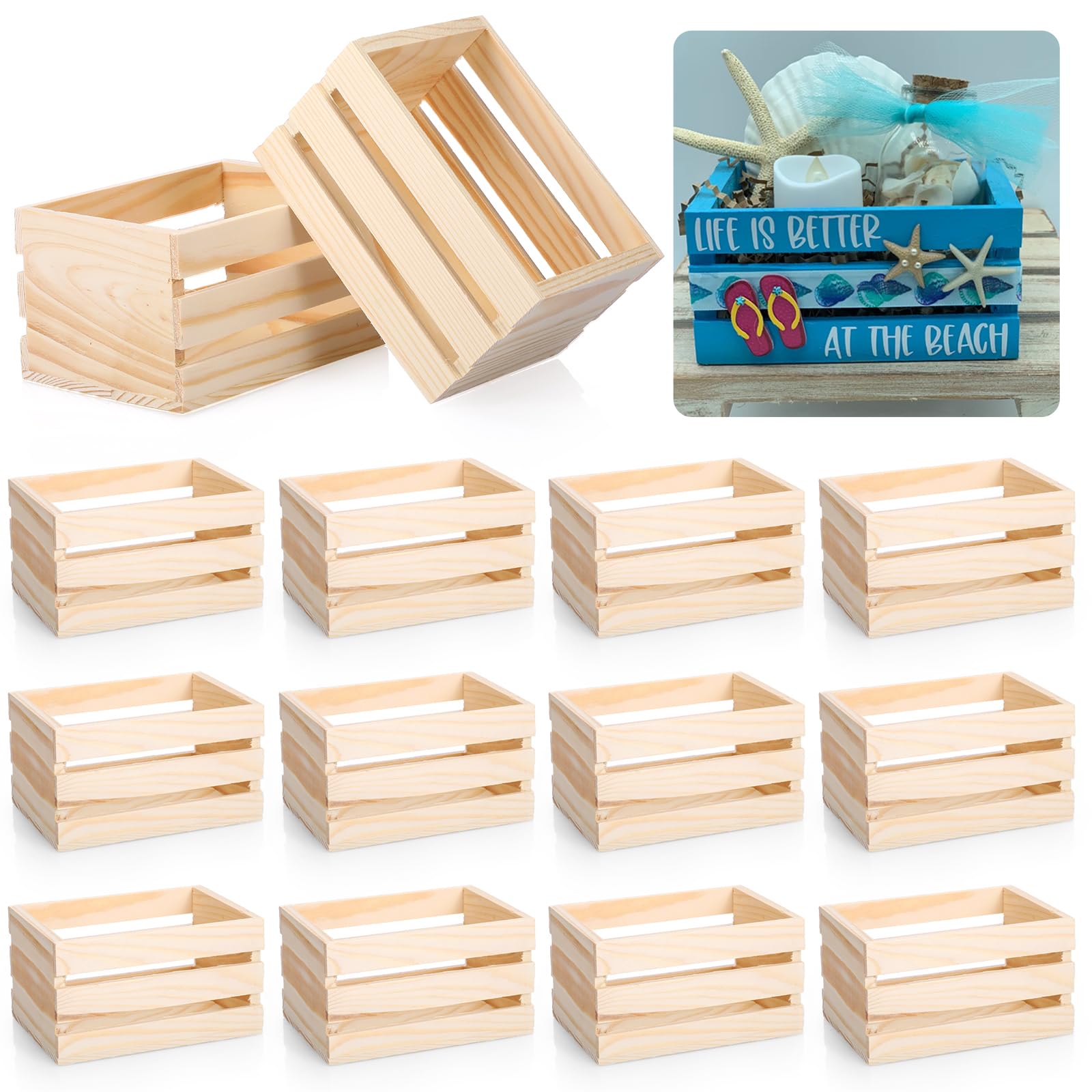 Snapklik.com : Roowest Small Wooden Crates 5" Wood Craft Nesting Wood ...