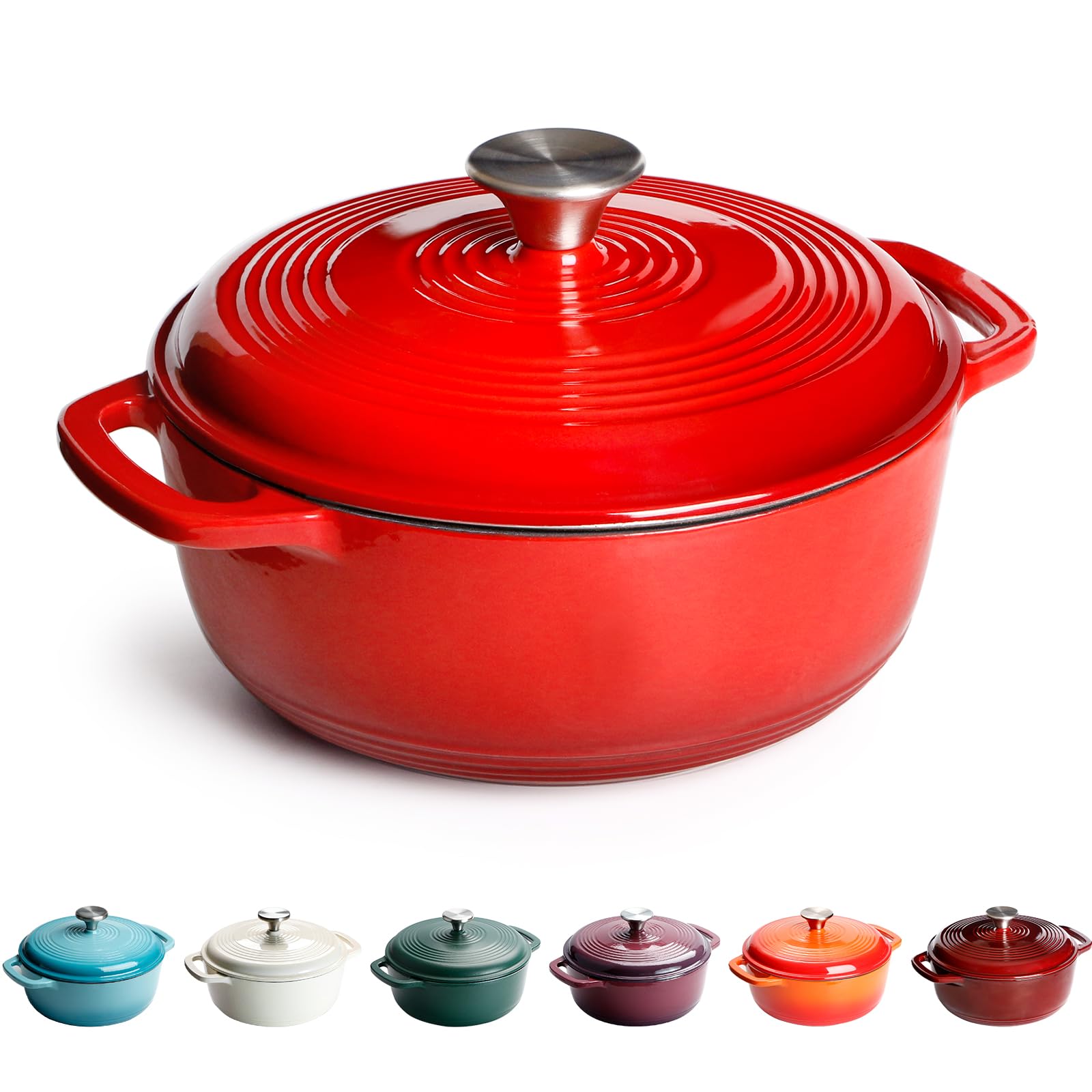 Cast Iron Dutch Oven, 22cm 3L 4.3kg - Round, Heavy-duty Cast Iron ...
