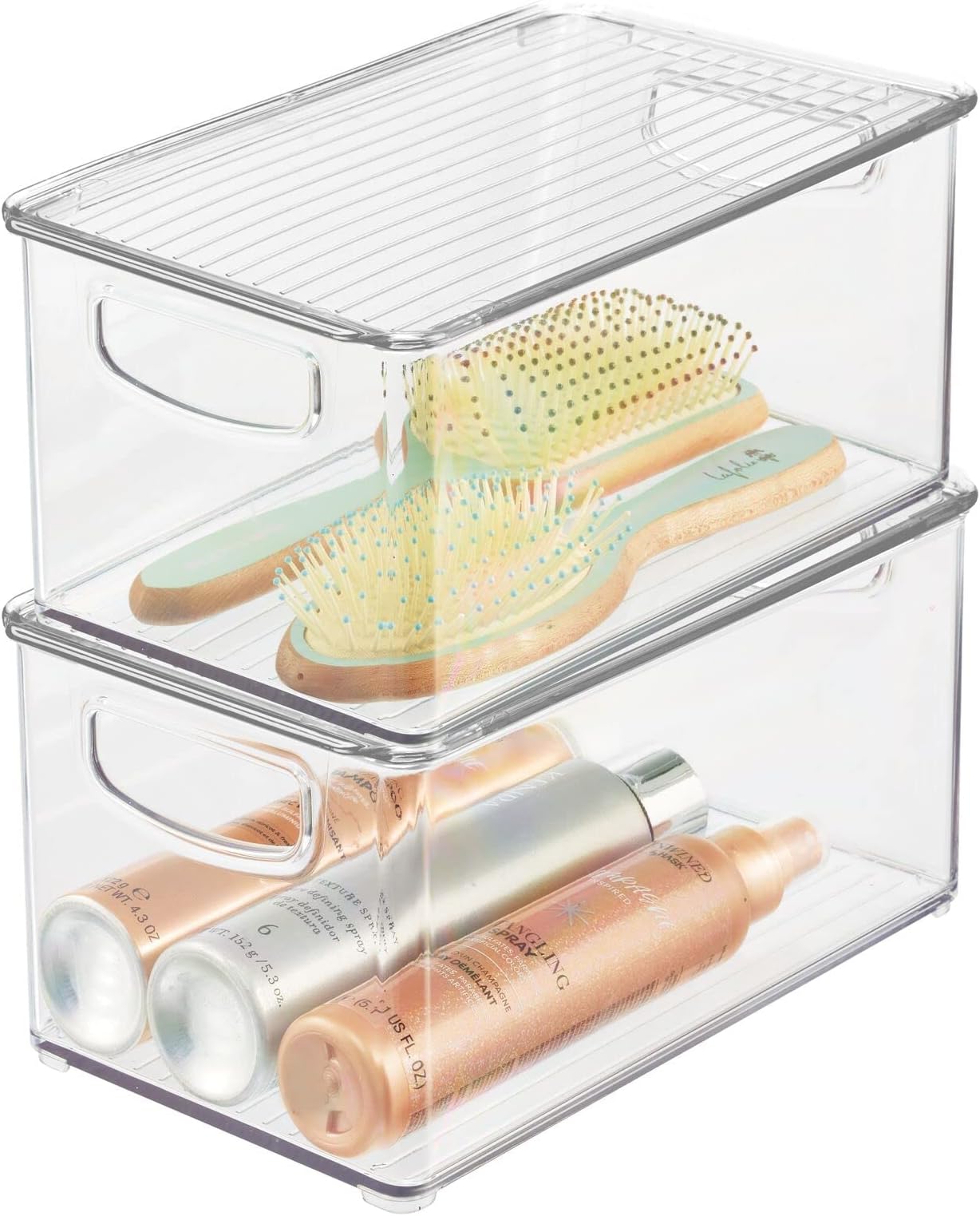 Amazon.com: mDesign Plastic Bathroom Storage Organizer Box with Hinge ...