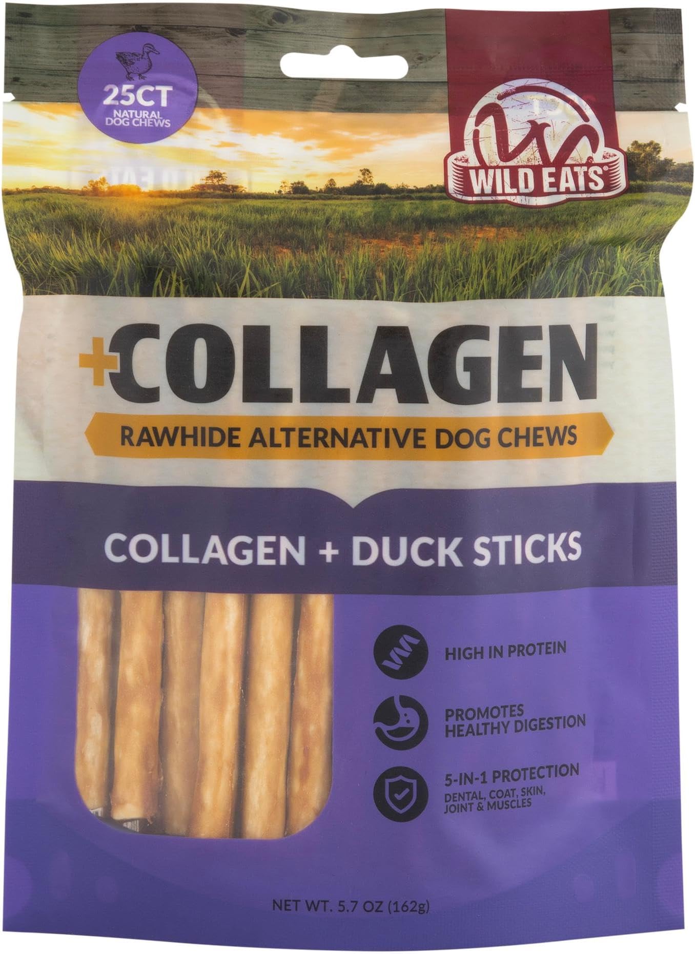 Amazon.com : Wild Eats Beef Collagen Sticks for Dogs (25 Pack, 5 Inch ...