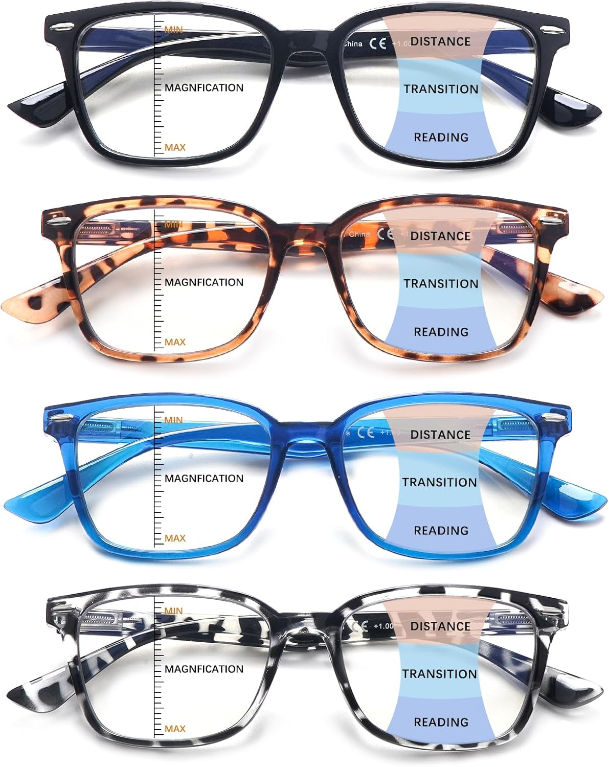 Amazon.com: CLASAGA Progressive Multifocus Reading Glasses for Women ...