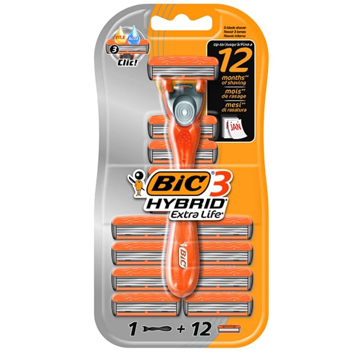 Buy BiC 3 Hybrid Extra Life, 1 Handle + 12 Refills, Bic Razor Blades ...