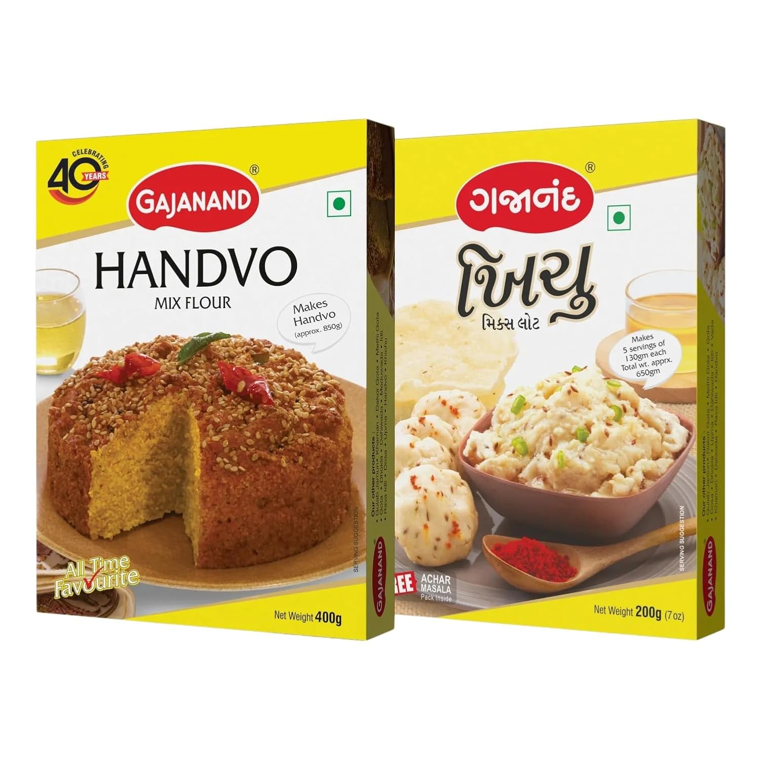 GAJANAND Instant Mix Combo - Handvo Mix Flour 400gm & Khichu Flour 200 ...