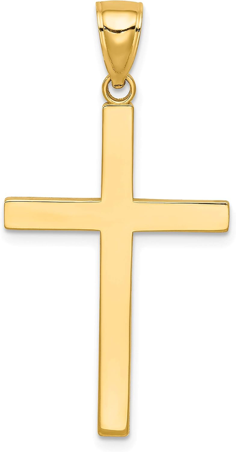 14K Solid Gold Plain Cross Necklace Pendant for Men | Amazon.com