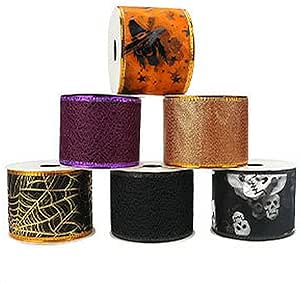 Amazon.com: Halloween Ribbons Gift Wrapping Spider Web Skull Witch Silk ...