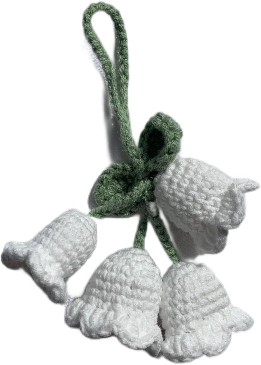 Amazon.com: White Creative Knitted Orchid Flower Keychain Charms ...