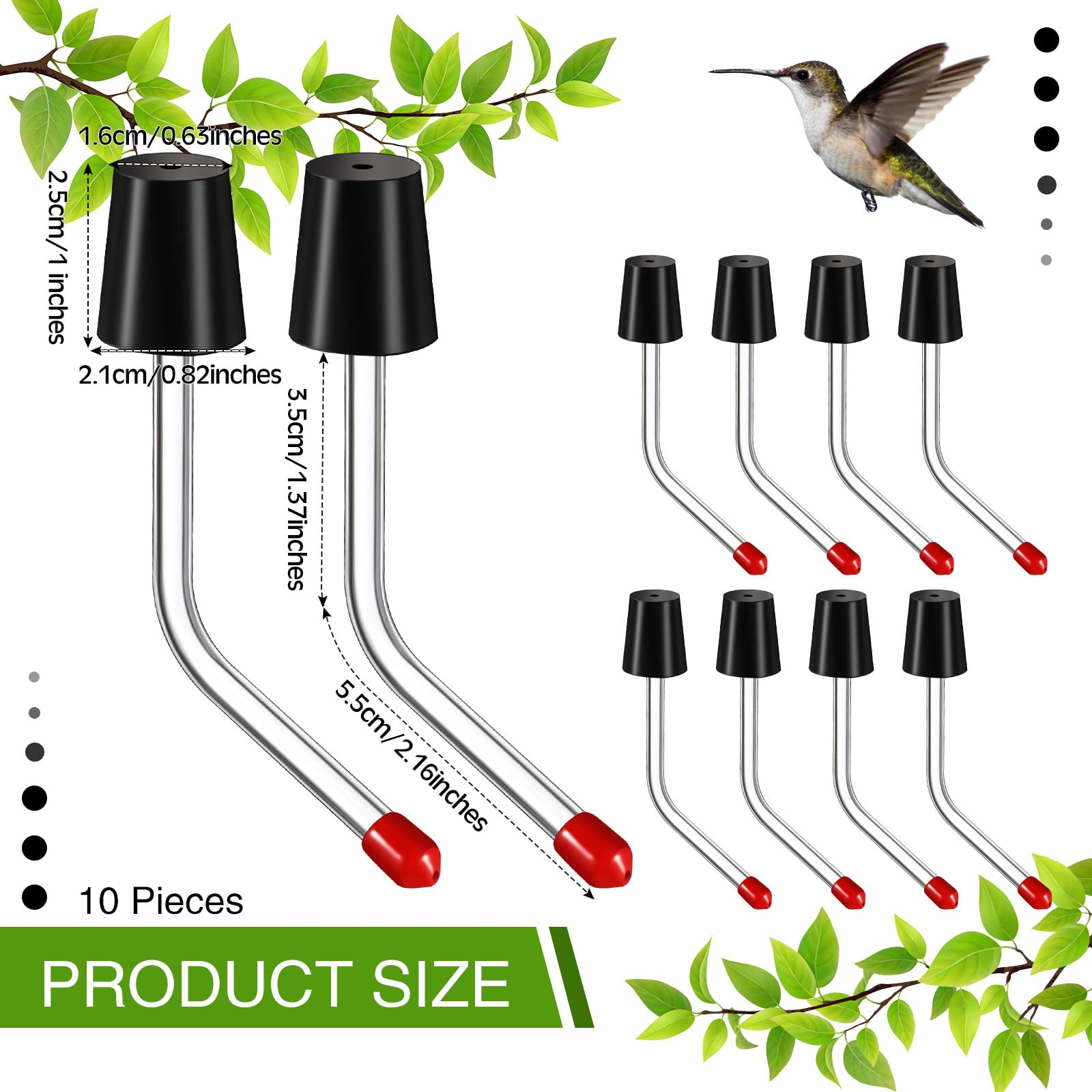 Romooa Hummingbird Feeder Tubes and Stoppers with BB Replacement Parts ...