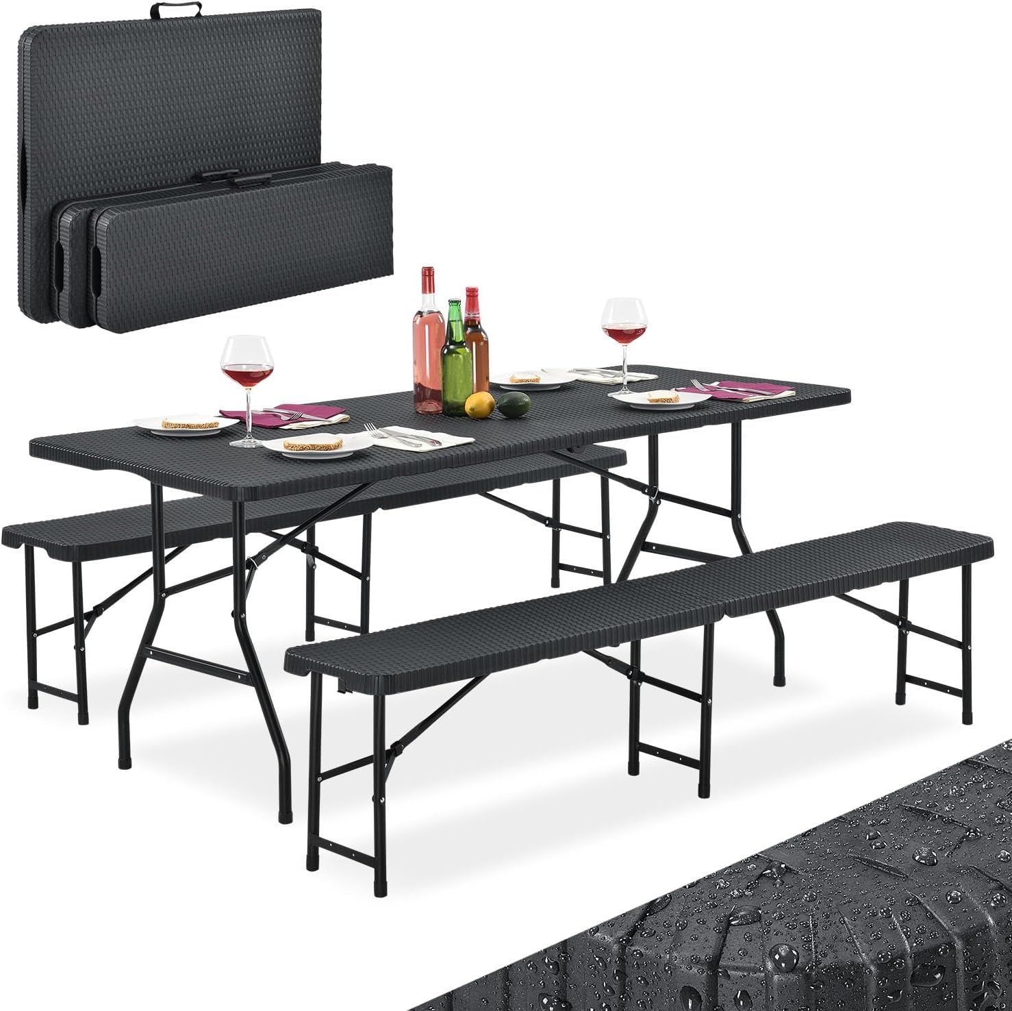 Juskys Bierzeltgarnitur Amberg 3-teilig & klappbar - 180 x 74 x 74-2 ...