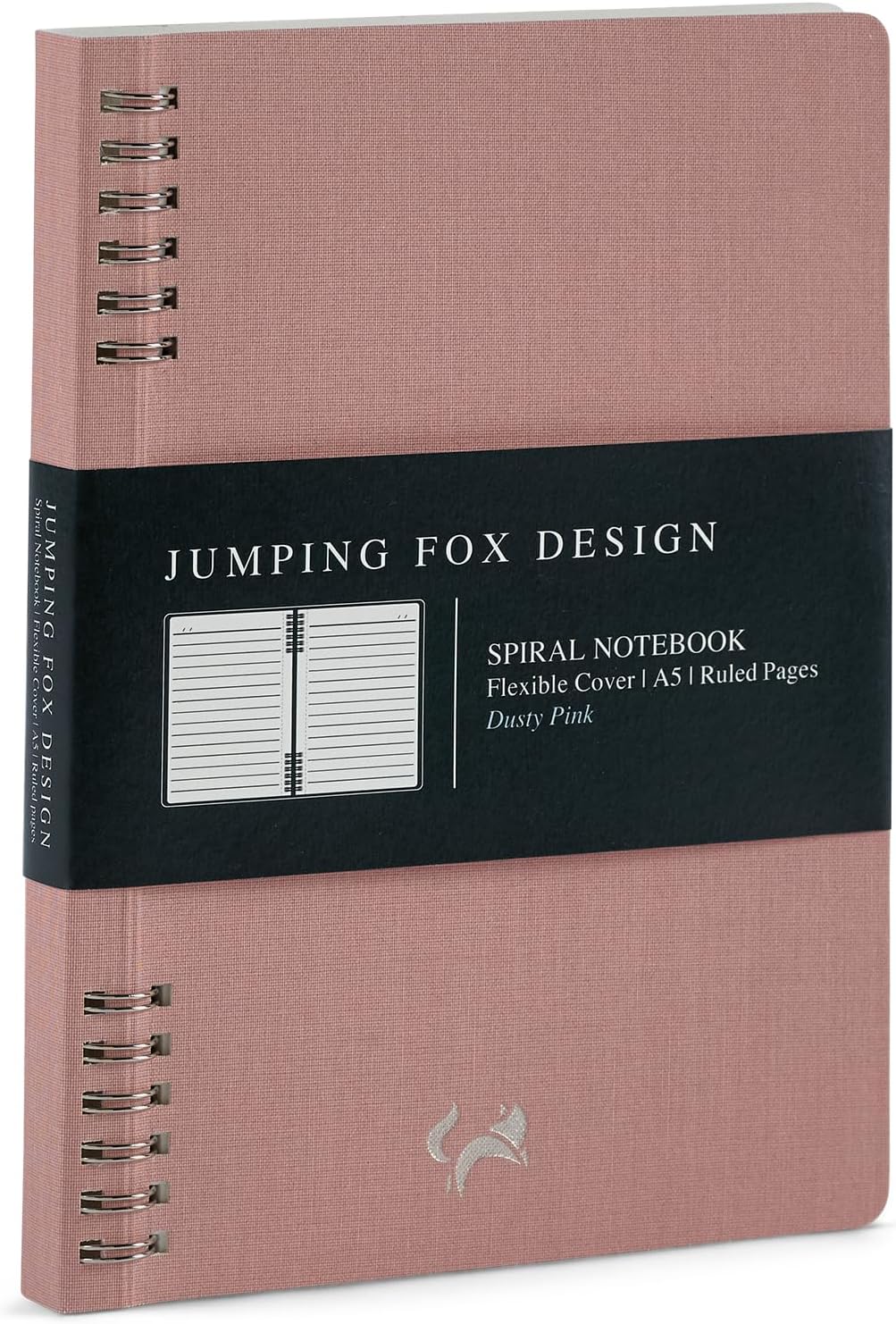 Amazon | JUMPING FOX DESIGN カレッジ罫線入りスパイラルノートジャーナル リネン生地 フレキシブルカバー 罫線入り ...