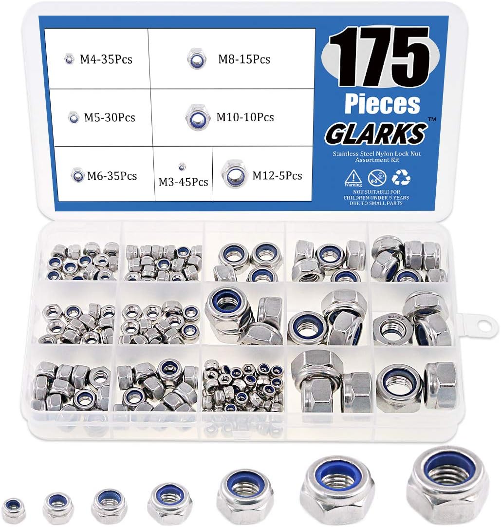 Amazon.com: M3 x 0.5mm Stainless Steel Nylock Self-Locking Nylon Insert ...