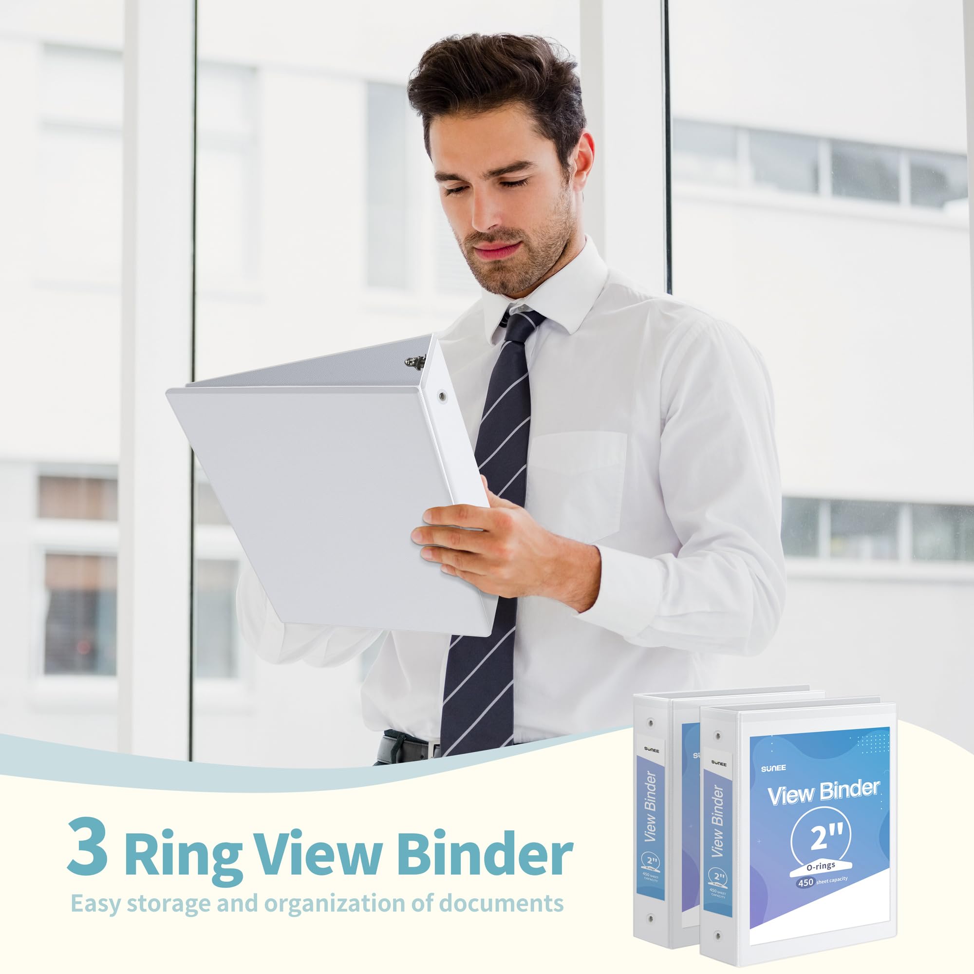 Snapklik.com : SUNEE 3 Ring Binder 2 Inch 8 Pack, Clear View Binder ...