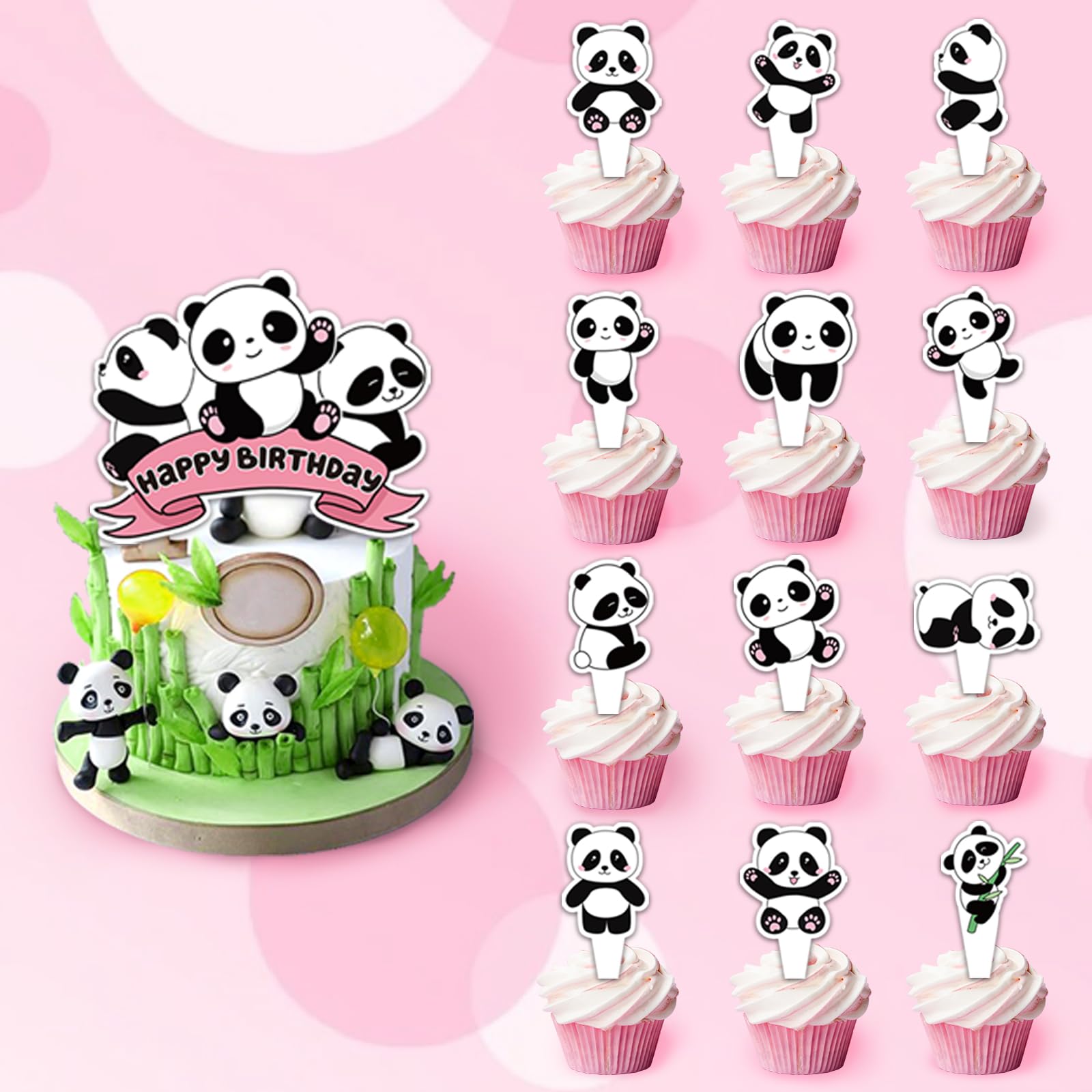 Snapklik.com : Pink Panda Themed Party Decorations Birthday Banners ...