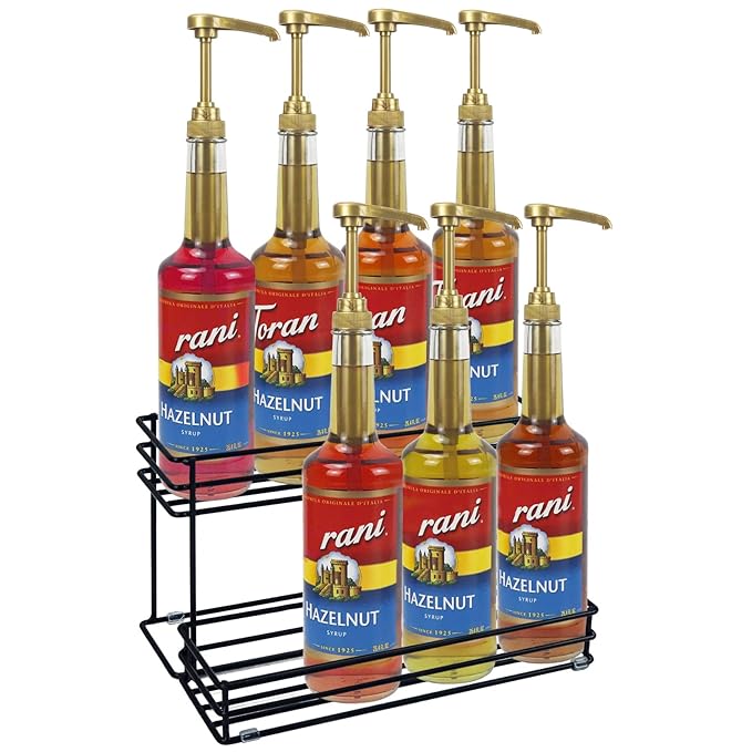 Amazon.com: 8 Bottle Coffee Syrup Organizer Rack, 2 Tier Coffee Syrup ...