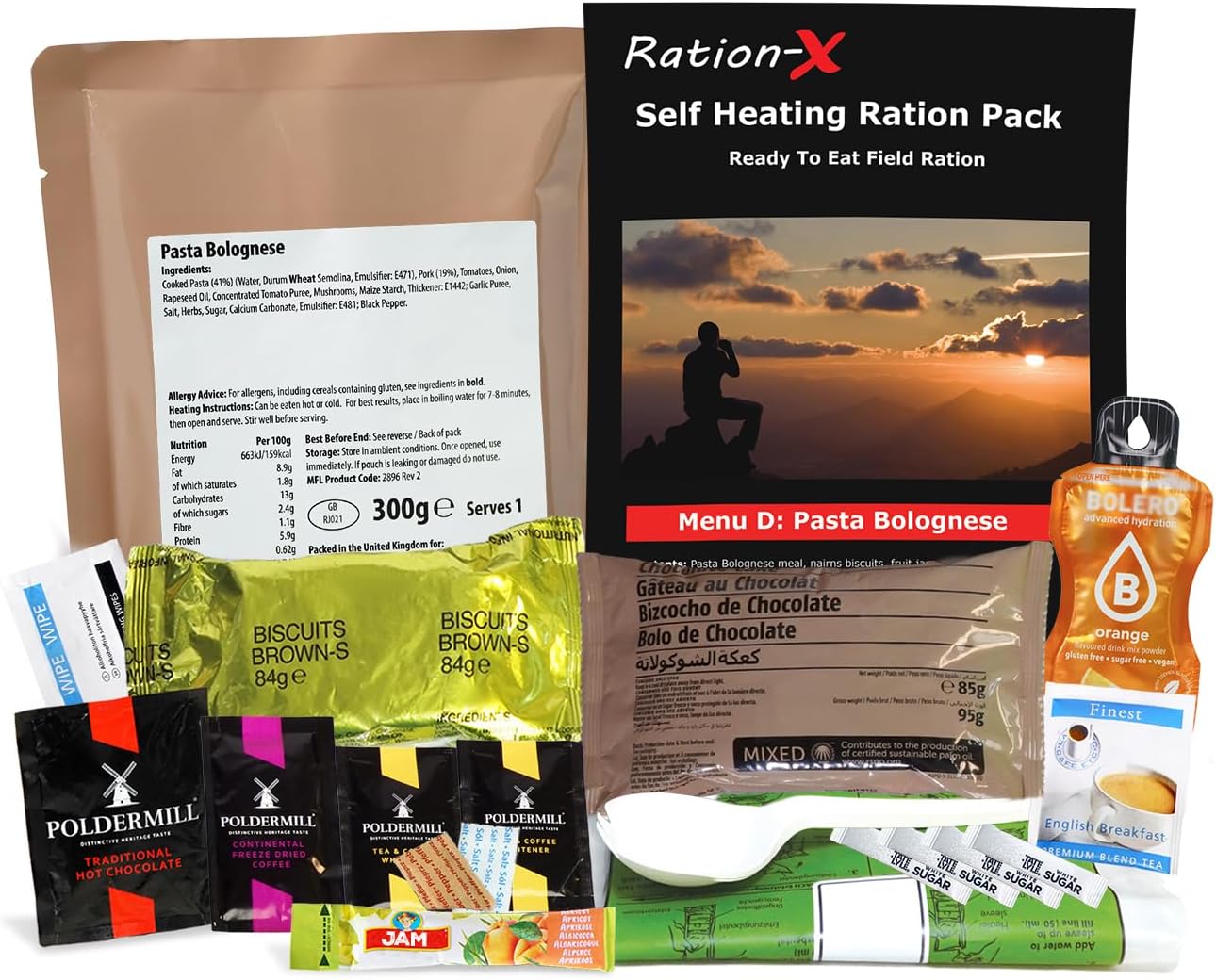 Ration-X Self Heating Field Ration Pack Ready To Eat Outdoor Meal Menu ...