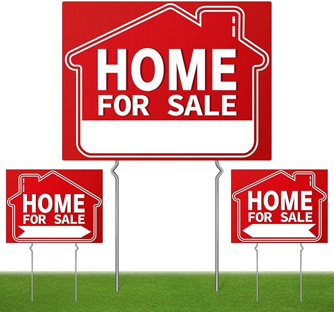 Amazon.com : Home For Sale Sign (3 Pack), 17" X 13" Double-Sided Yard ...