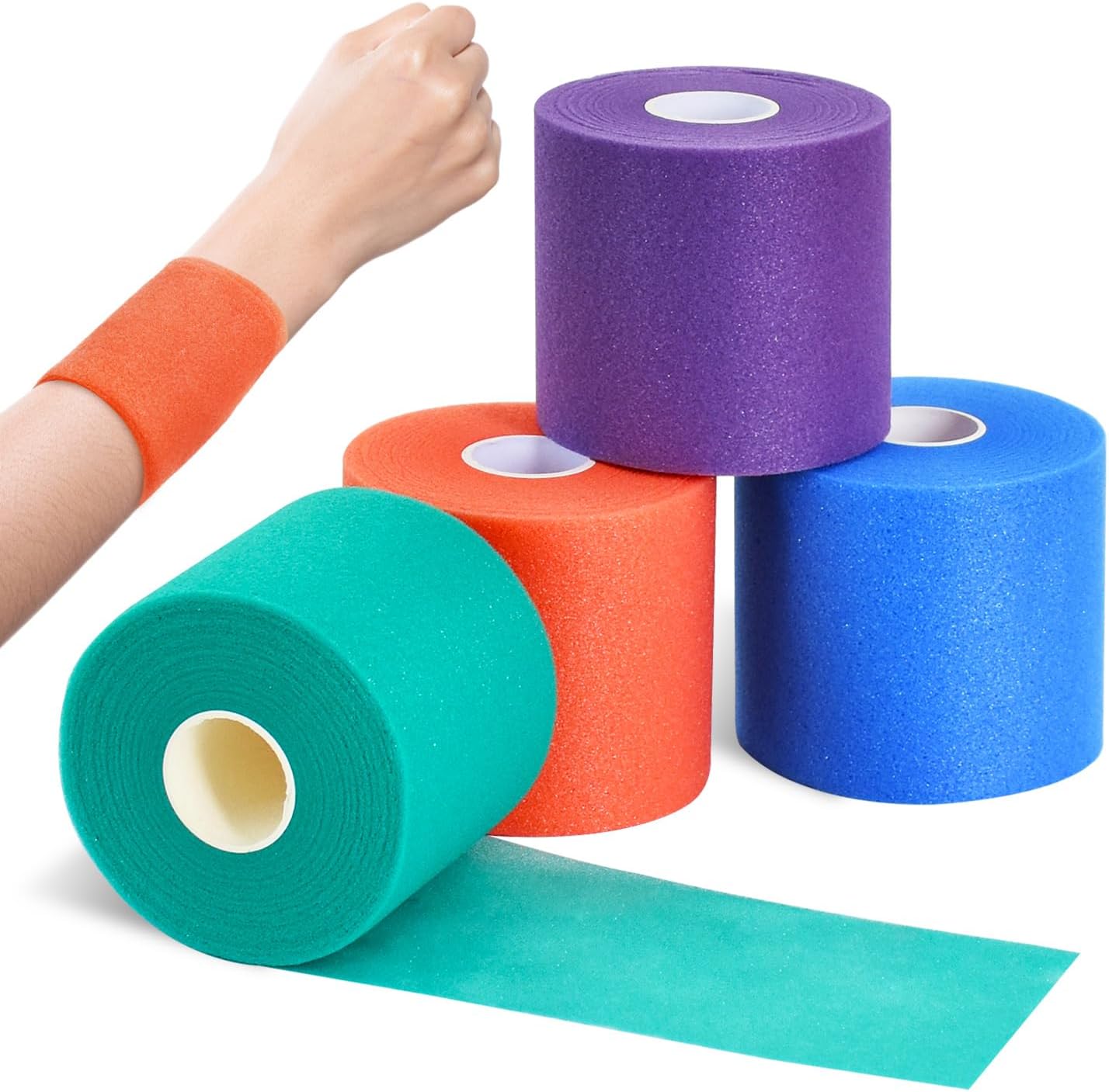 Amazon.com: CTOHN 4 Pieces Pre Wrap Tape - Athletic Foam Underwrap ...