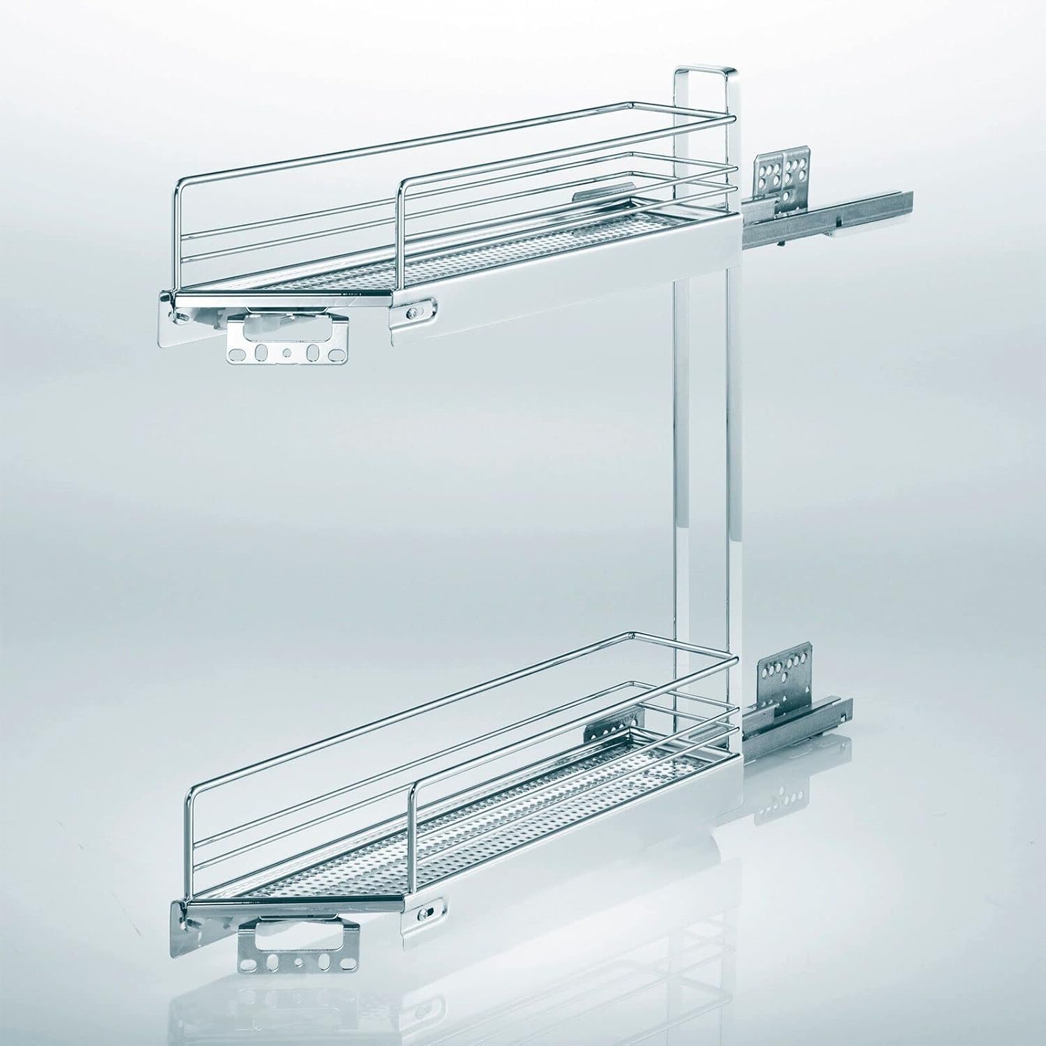 Kesseböhmer Coulisse de 15 cm pour armoire basse CLASSIC à droite 2 niveaux 45° argent avec Soft ...