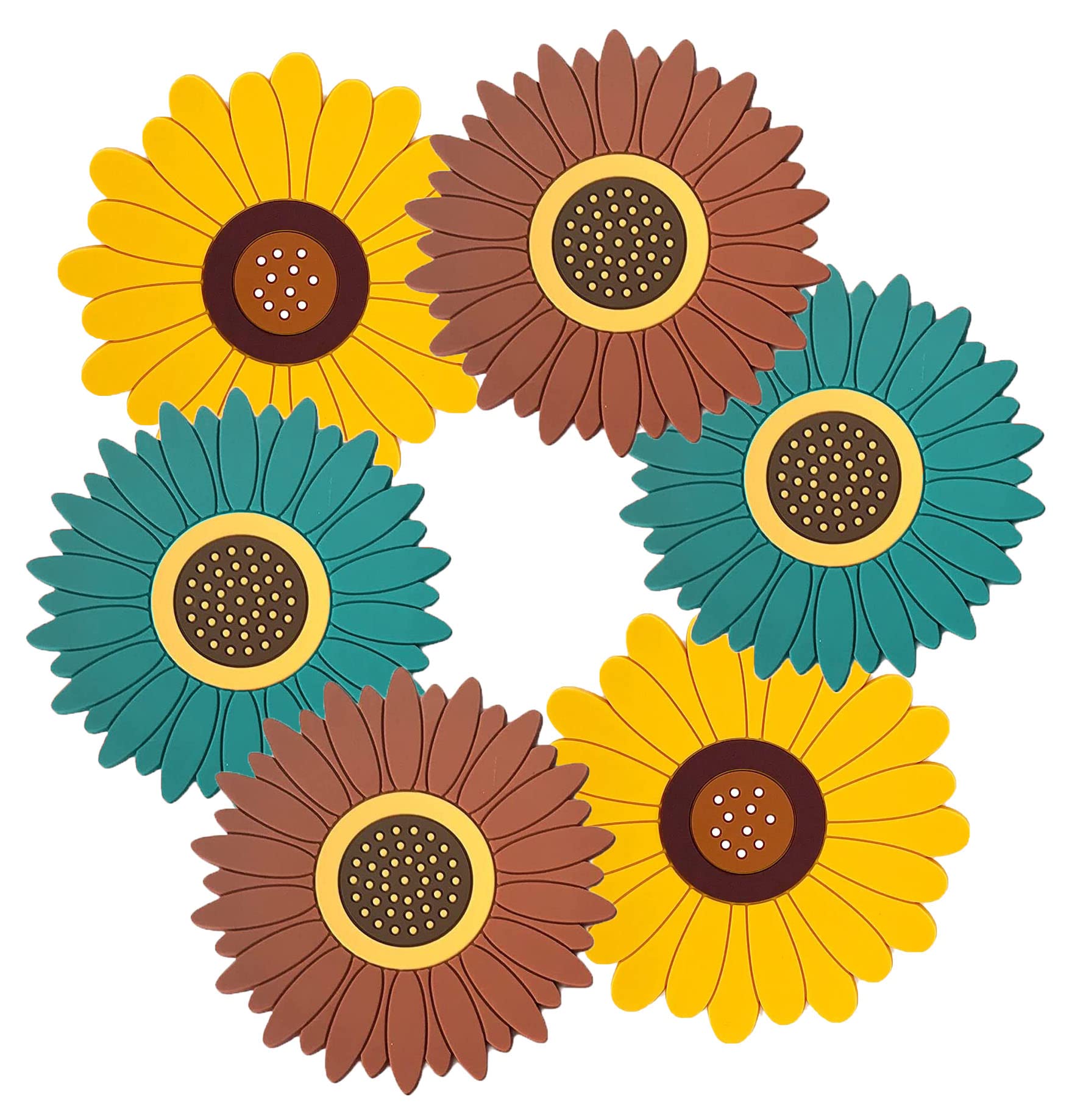 Buy WOODTULA Silicone Trivet Mat Set of 6 - Trivets for Pots & Hot Dish ...