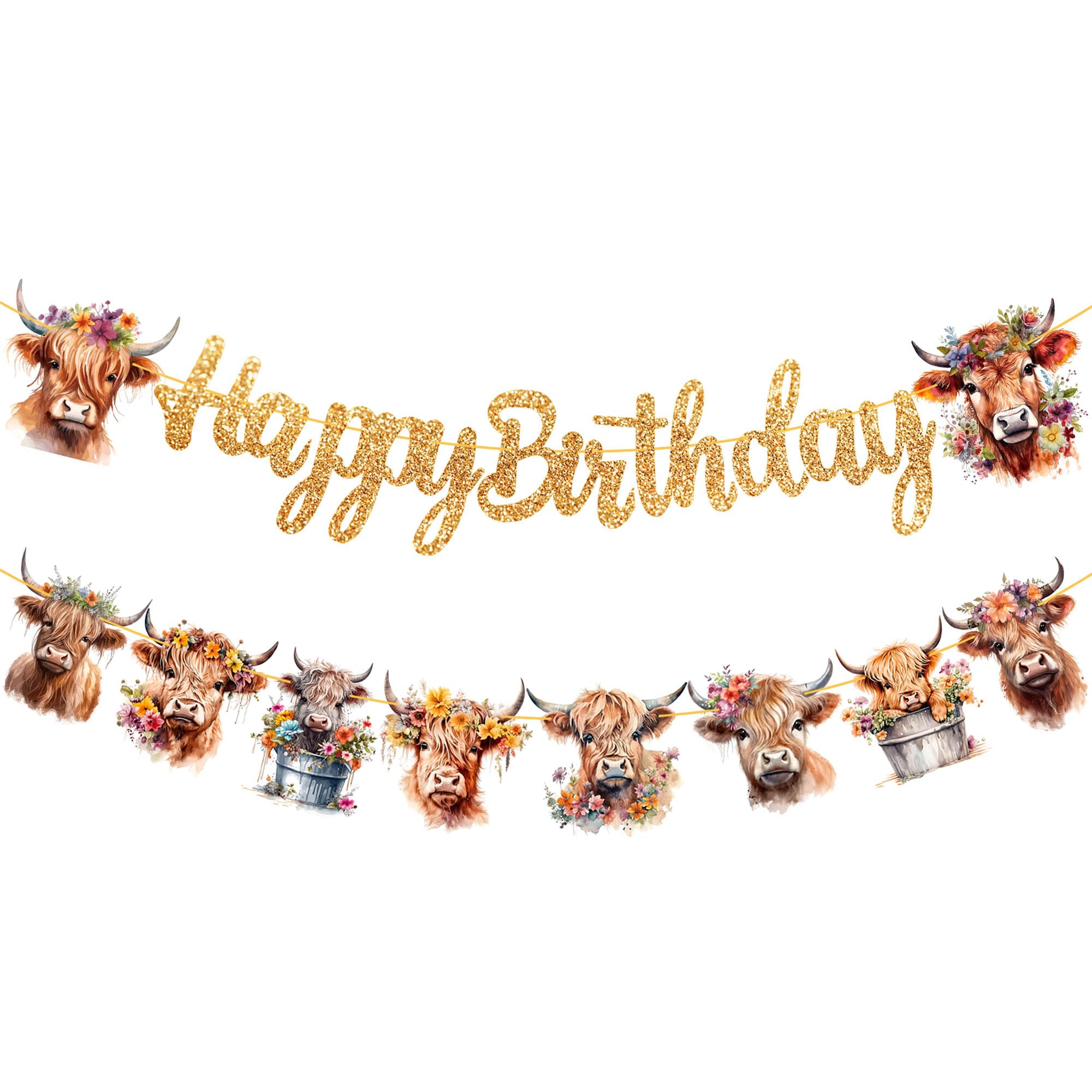 Buy Highland Cow Happy Birthday Banner Highland Cow Birthday ...