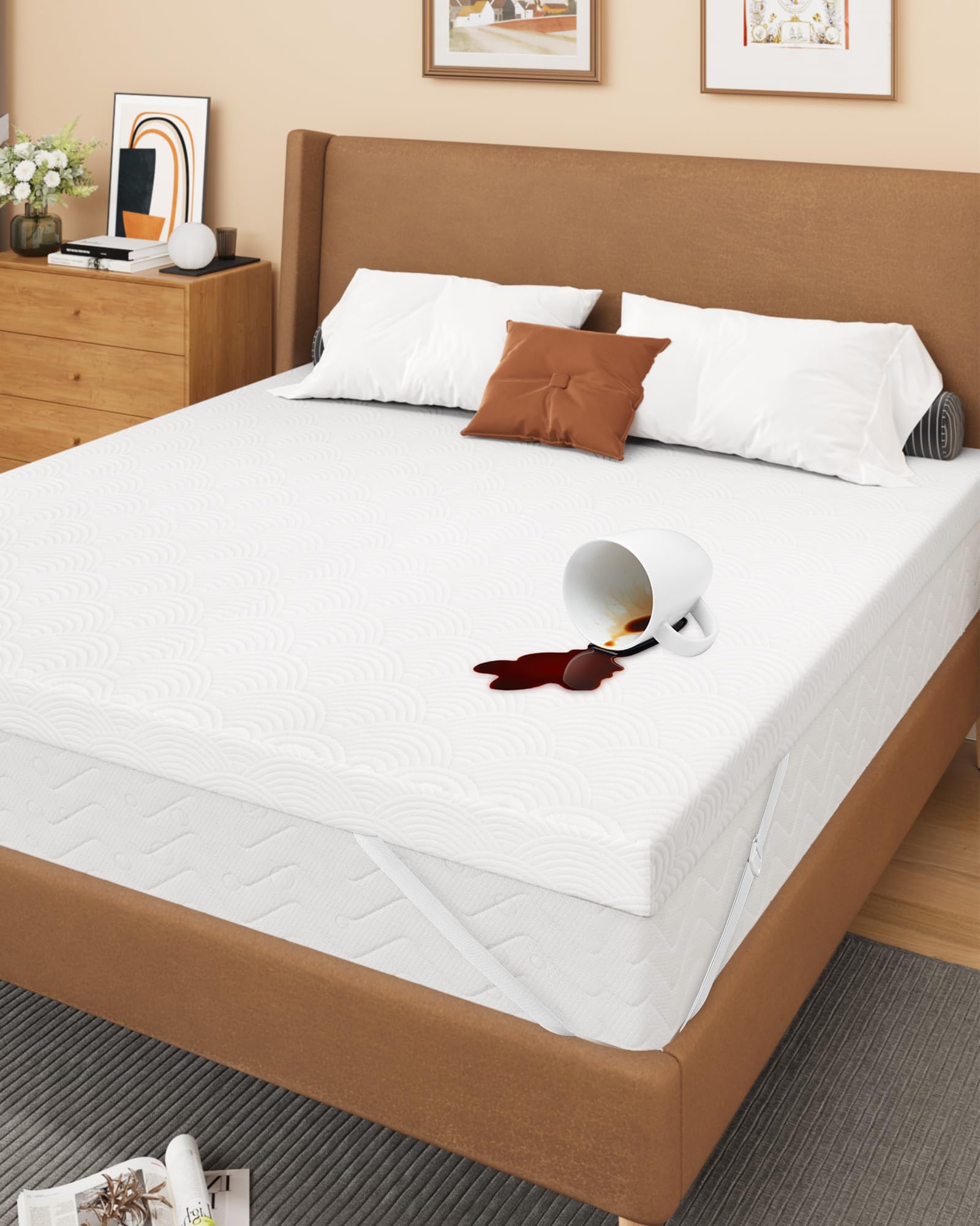 Amazon.com: Zenzy 2" Twin Waterproof Mattress Topper Cover, [100% ...