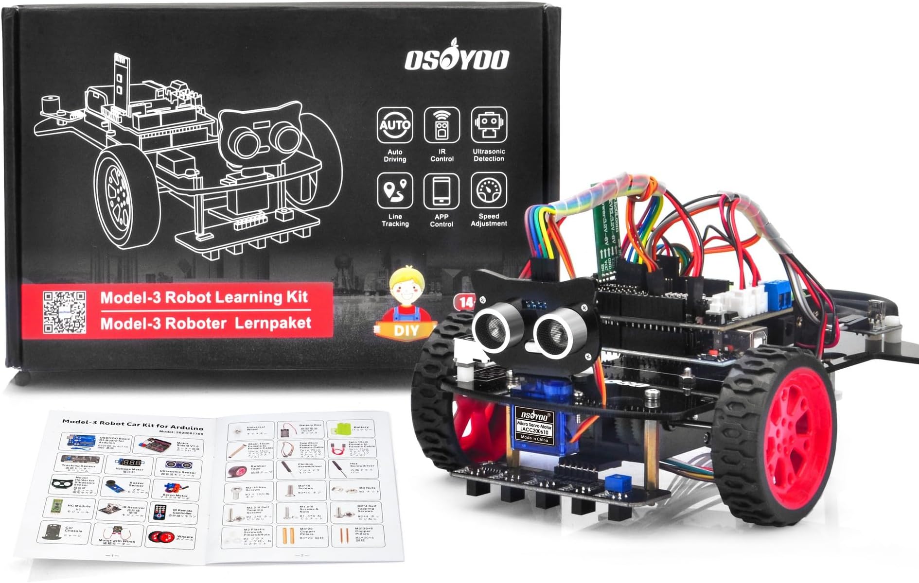 KEYESTUDIO Kit de démarrage de Voiture Robot 4 Roues motrices pour ...