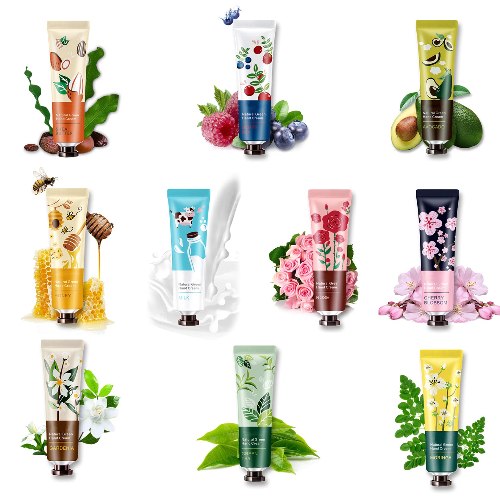 10 Pack Natural Botanical Fragrance Hand Cream Travel Gift,Moisturizing ...