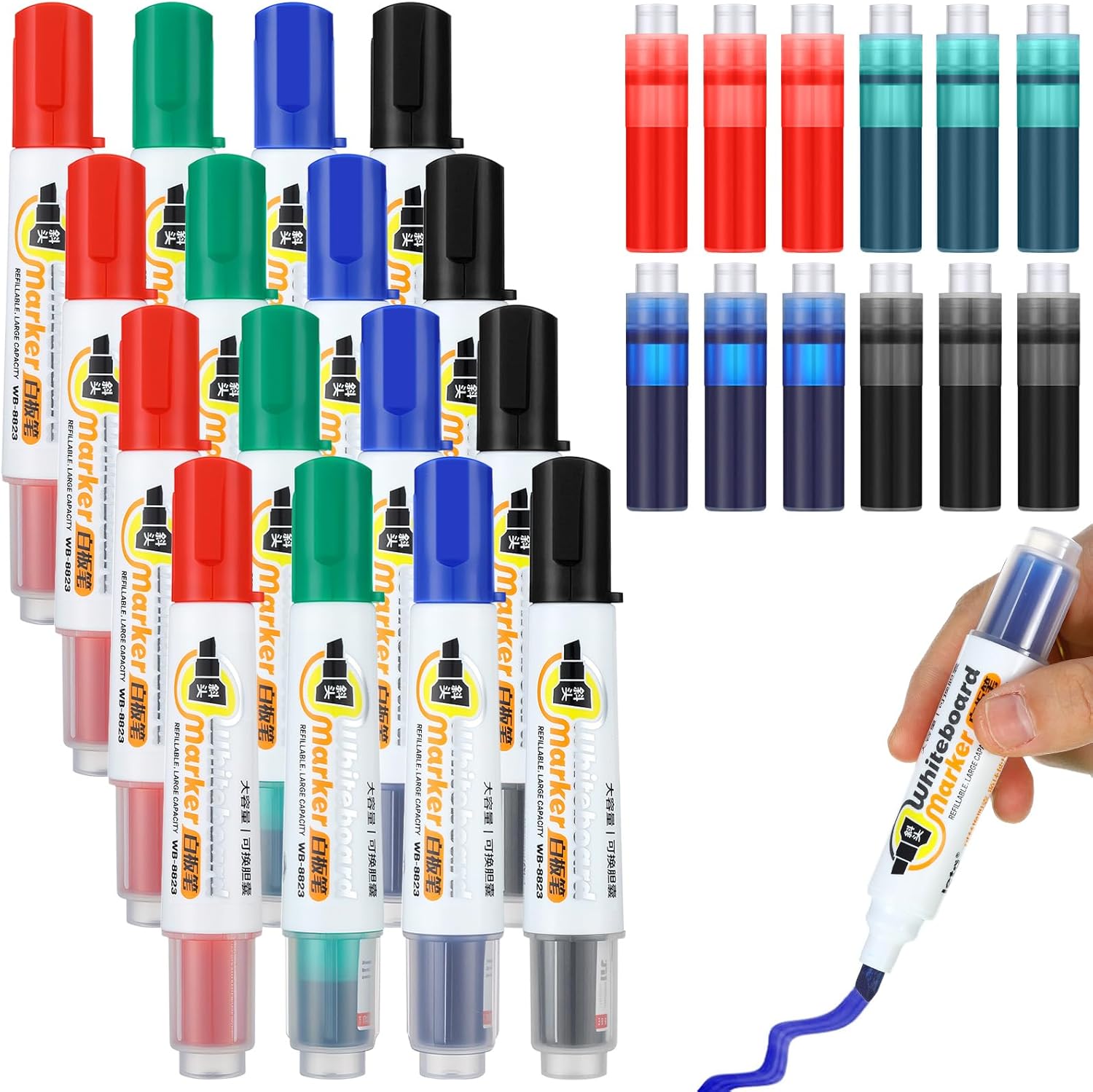 Amazon.com: Fullhawl 12 Set Refillable Dry Erase Markers White Board ...