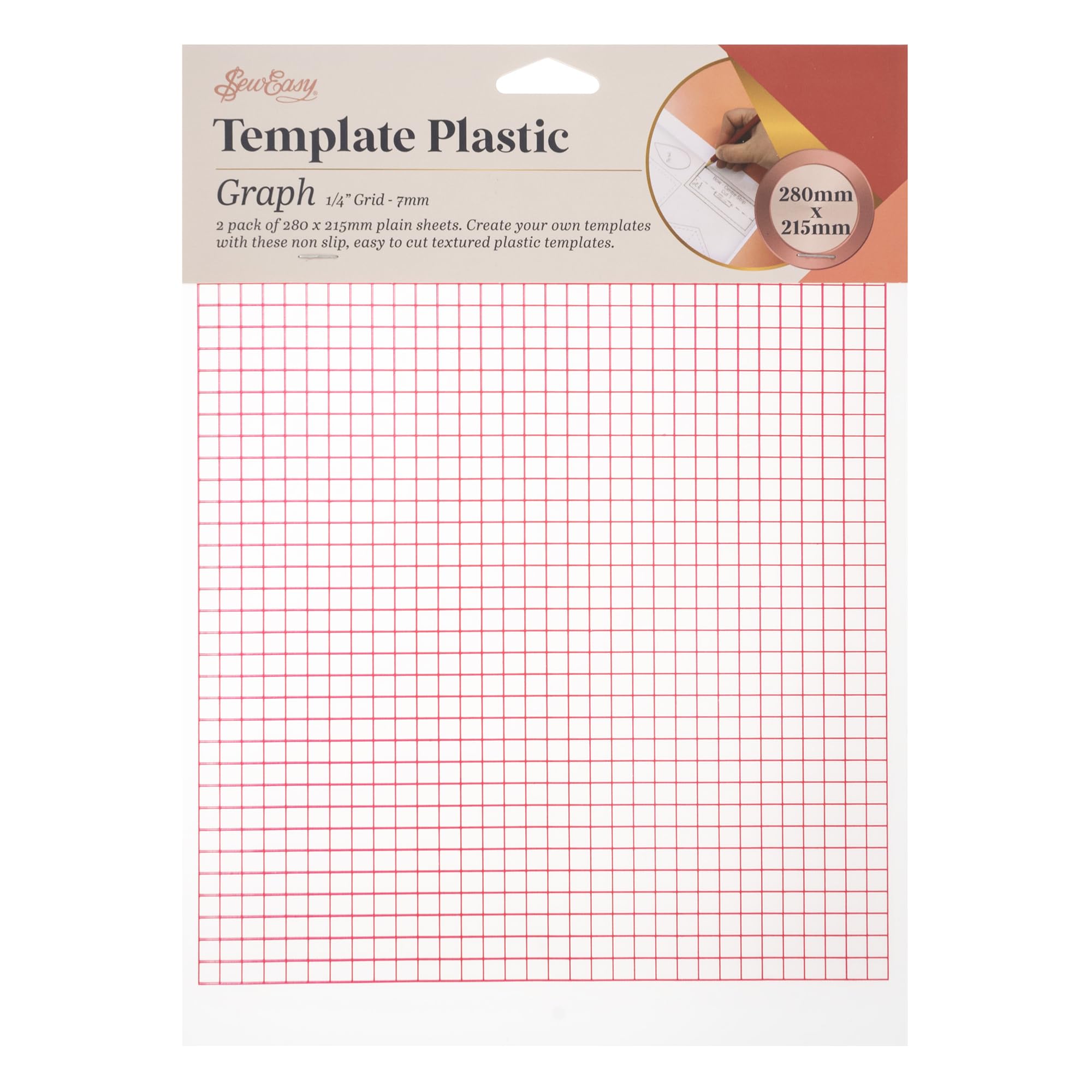Sew Easy Gridded Template Plastic – 2 Sheets, 280 x 215mm Non Slip ...